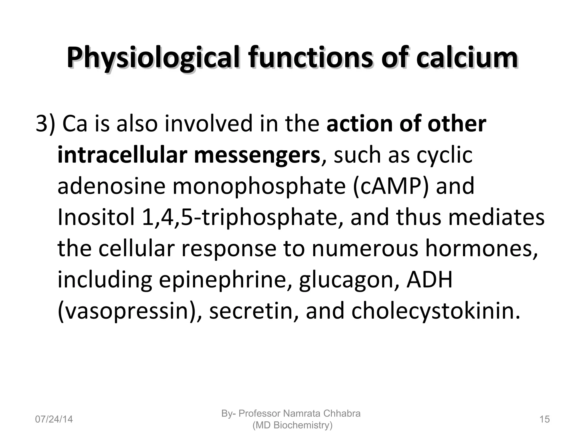 Calcium functions and significance | PPT