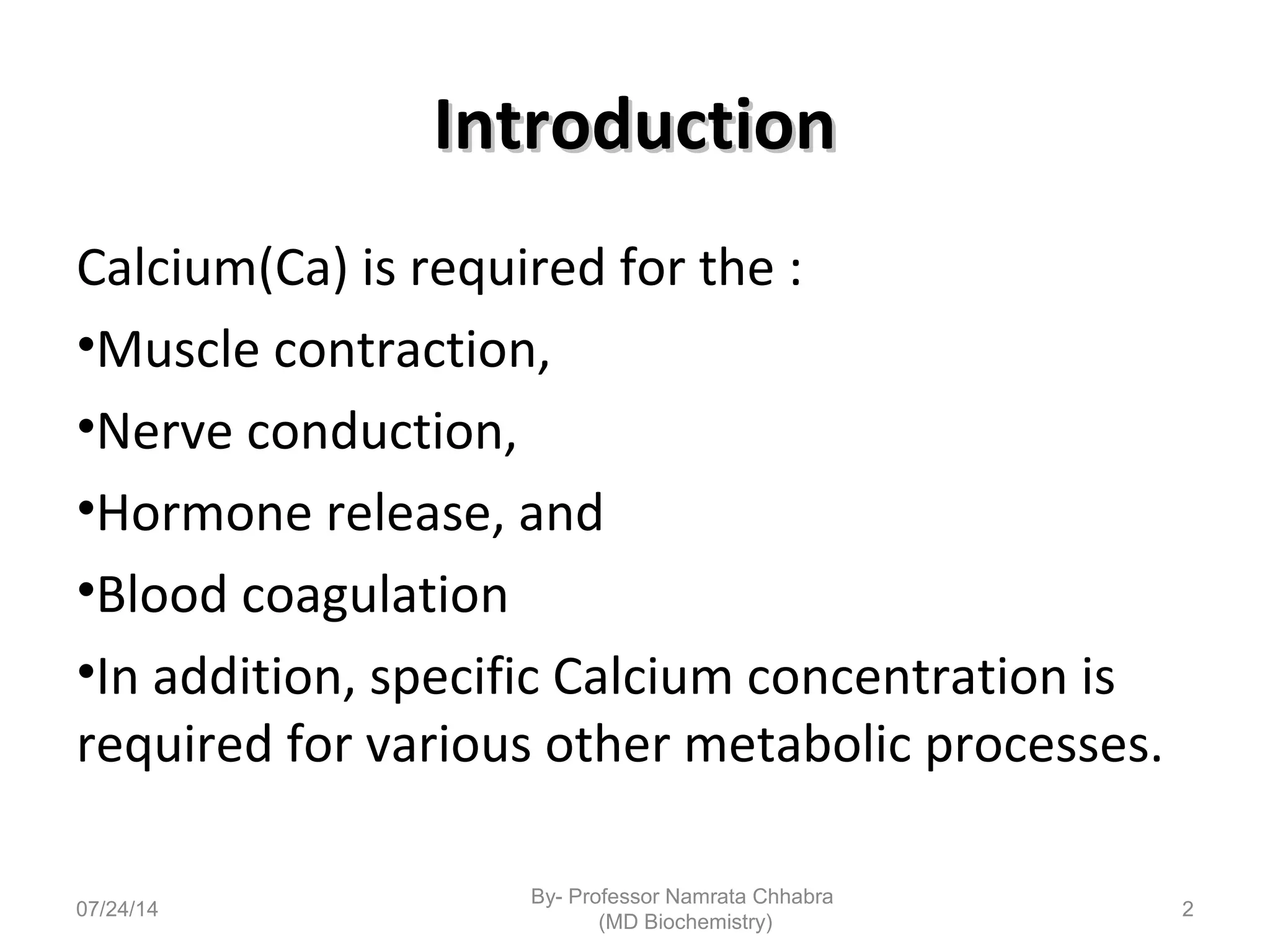 Calcium functions and significance | PPT