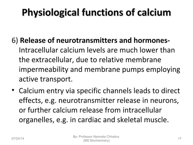 Calcium functions and significance | PPT