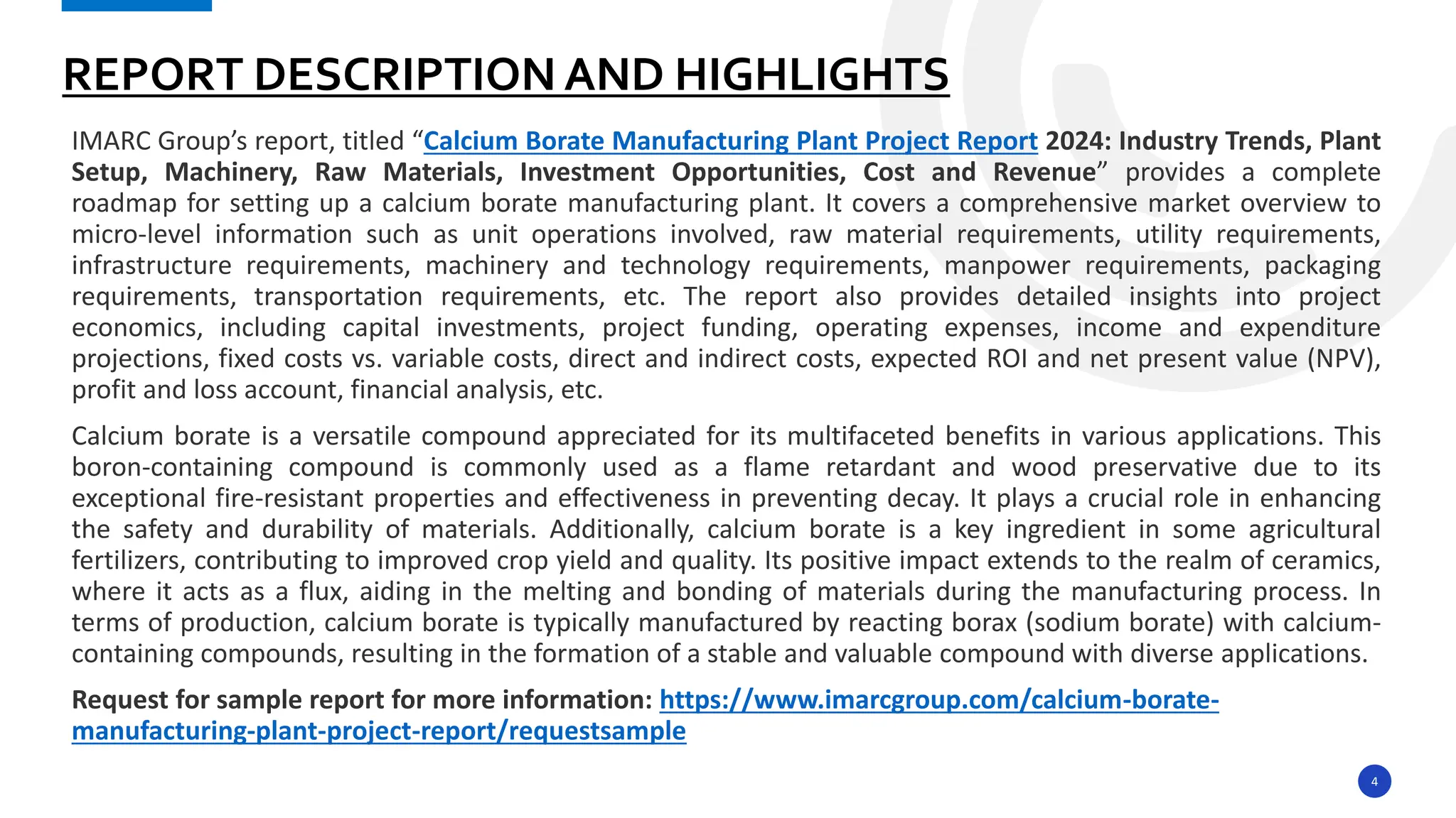 Calcium Borate Manufacturing Project Report 2024 Edition | PPT