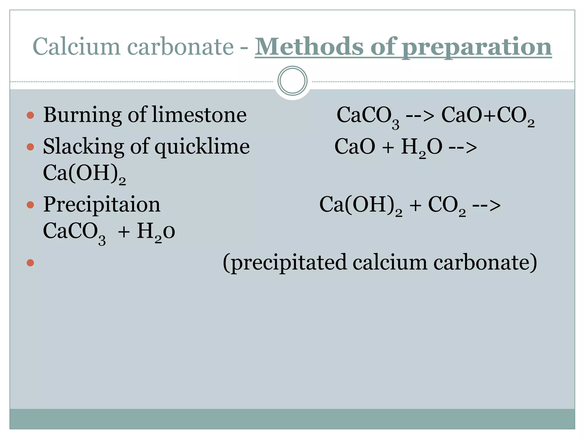 Calcium carbonate indusrial production, uses, applications, toxicity | PPT