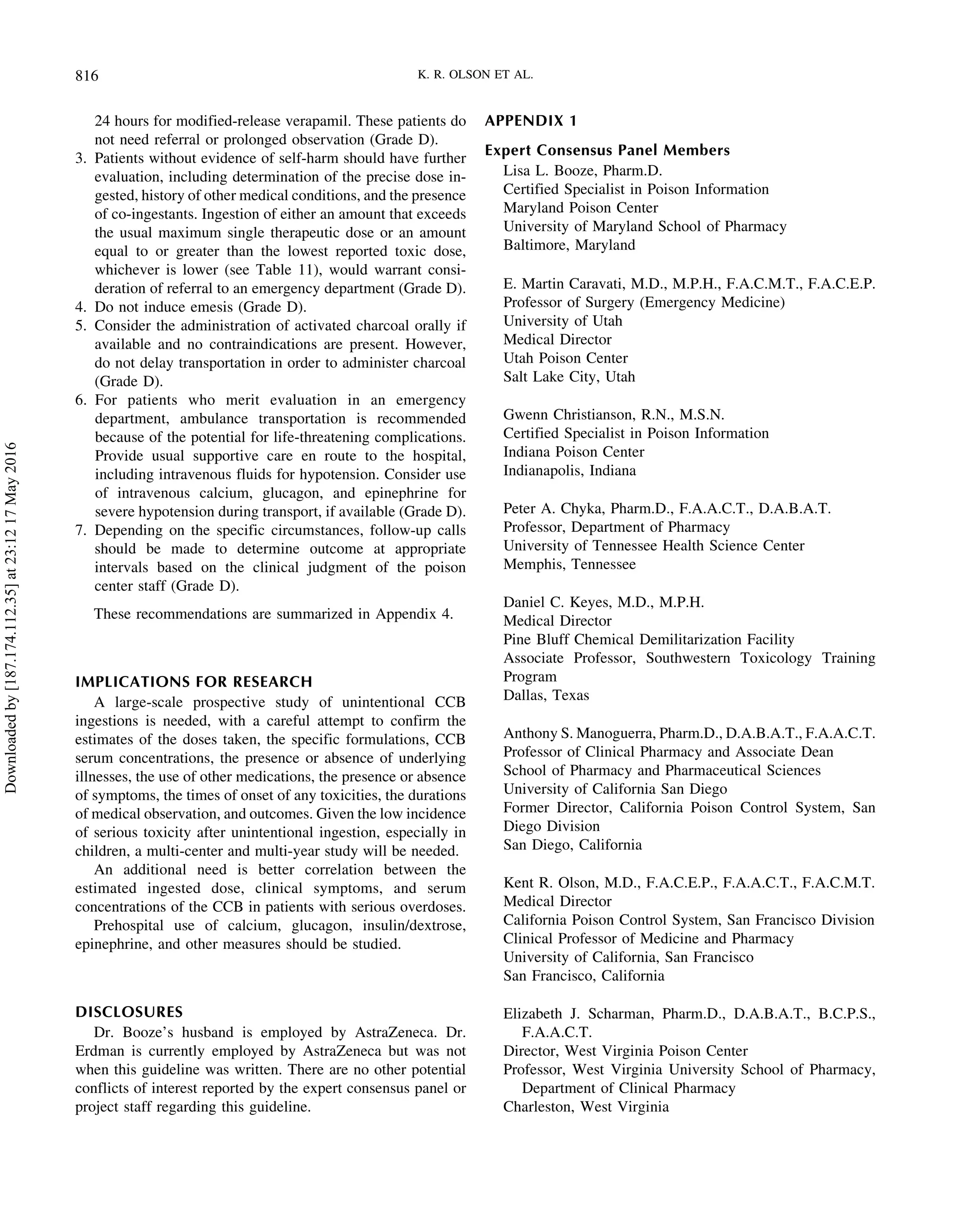 Calcium channel blocker ingestion an evidence based consensus guideline ...
