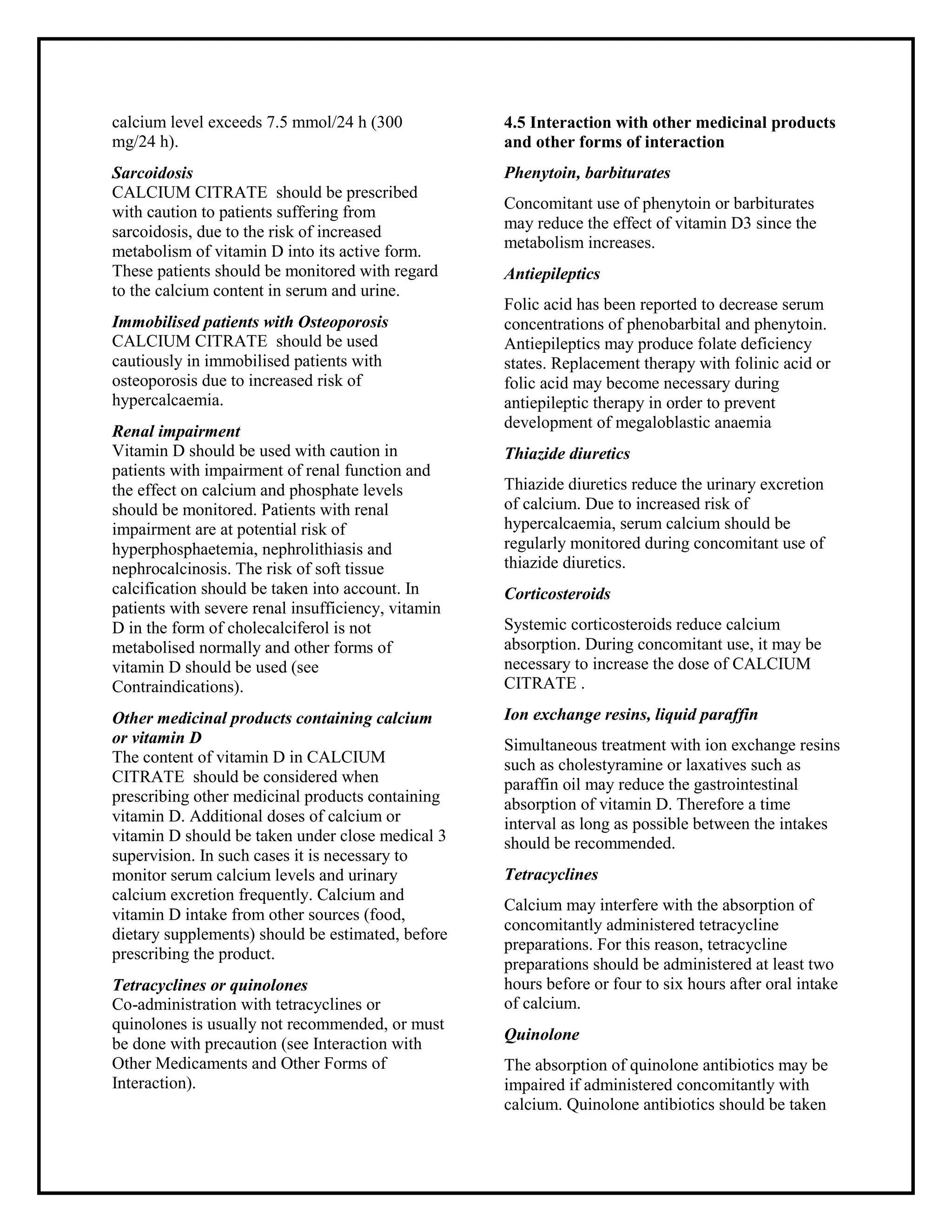 Calcium citrate malate, vitamin d3 and folic acid tablets smpc taj ...