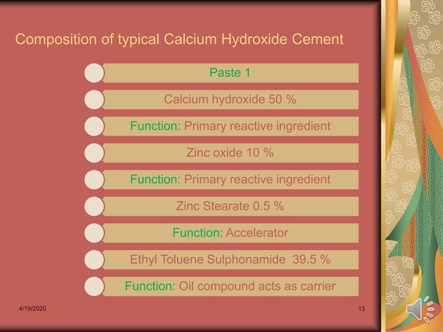 Calcium hydroxide cements | PPT | Chemistry | Science