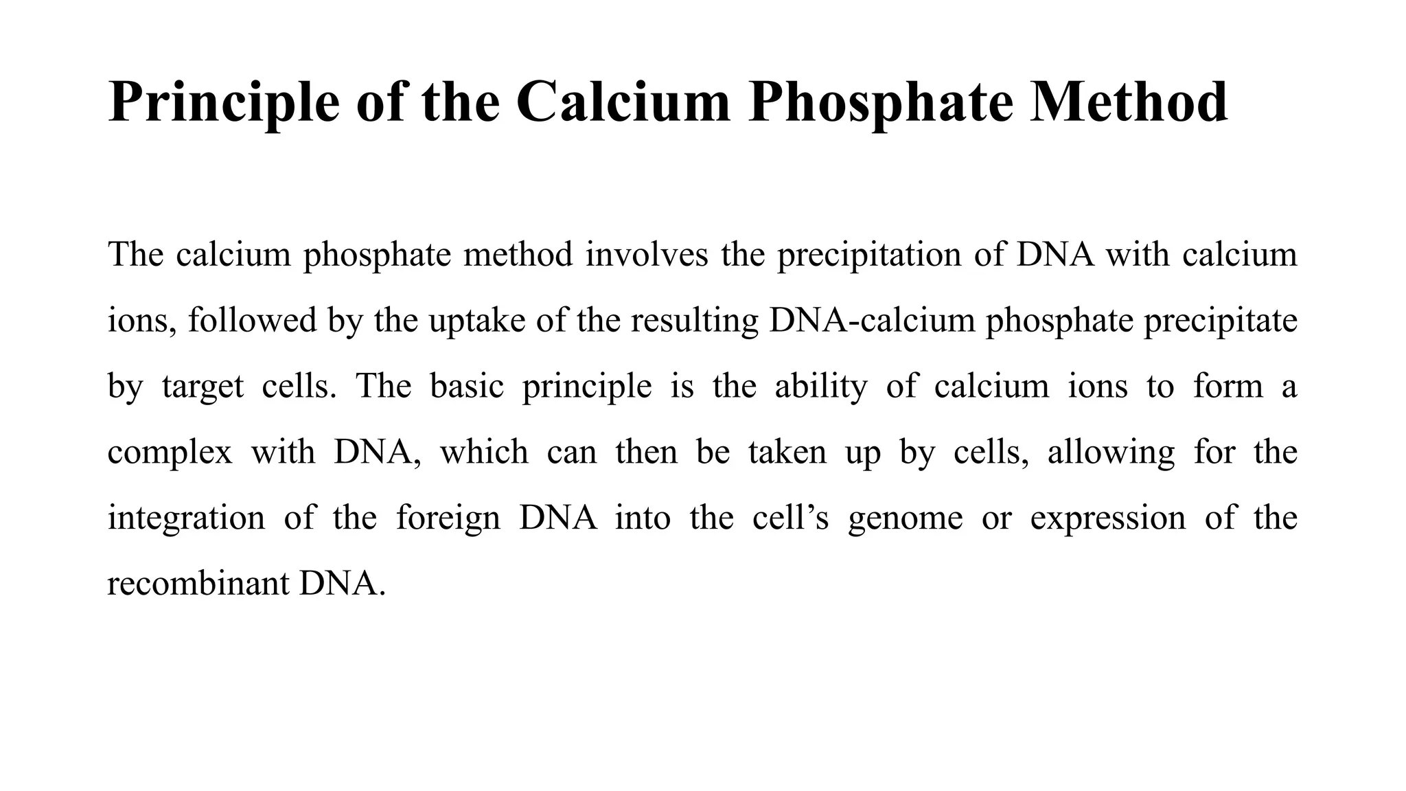 Calcium phosphate method. briefs explanation | PPTX