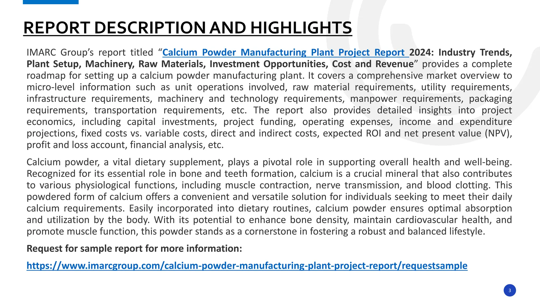 Calcium Powder Manufacturing Plant Project Report.pdf