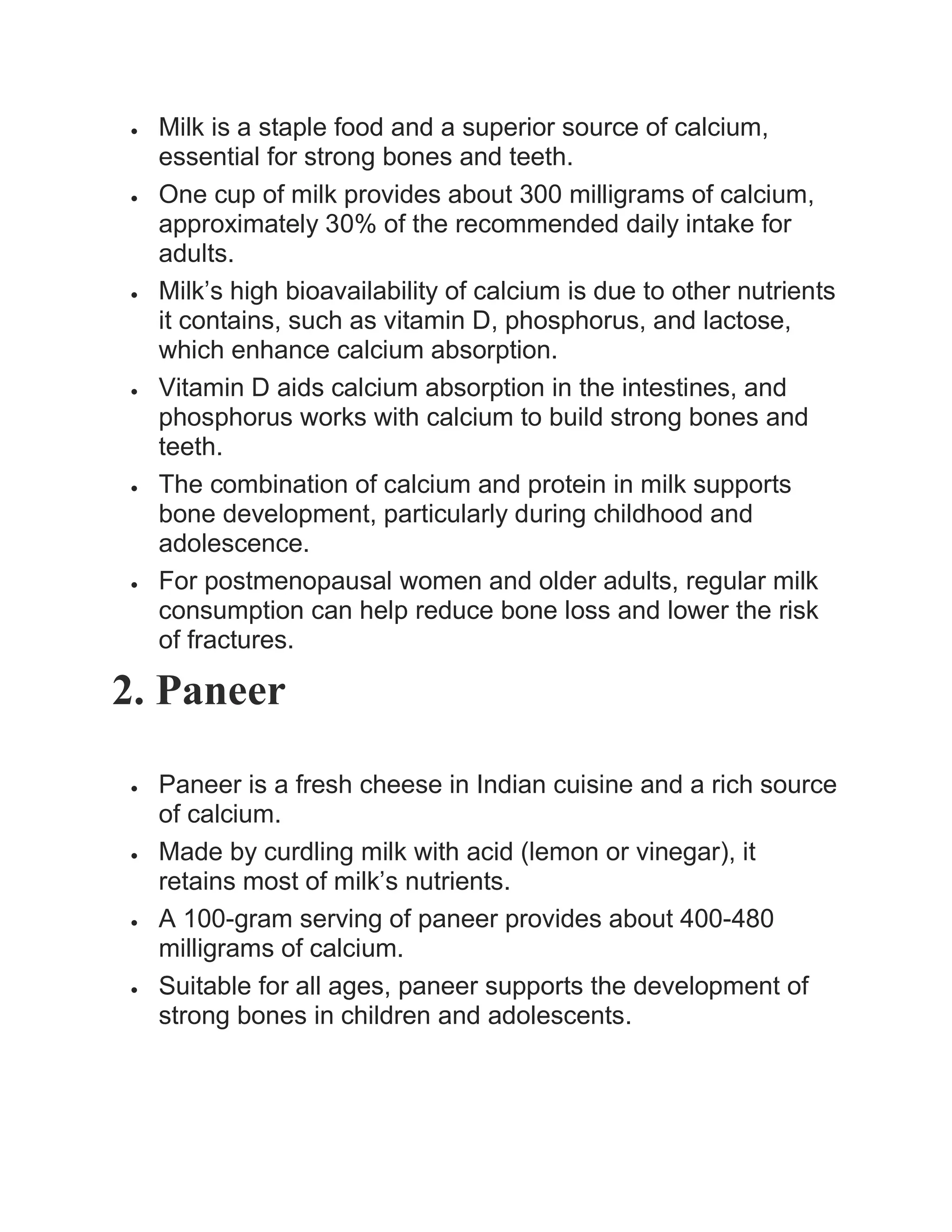 Calcium Rich Foods - Doodhvale Delhi, NCR | PDF
