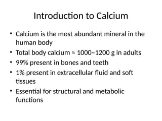 Calcium Role Homeostasis function of Calcium in human body | PPTX