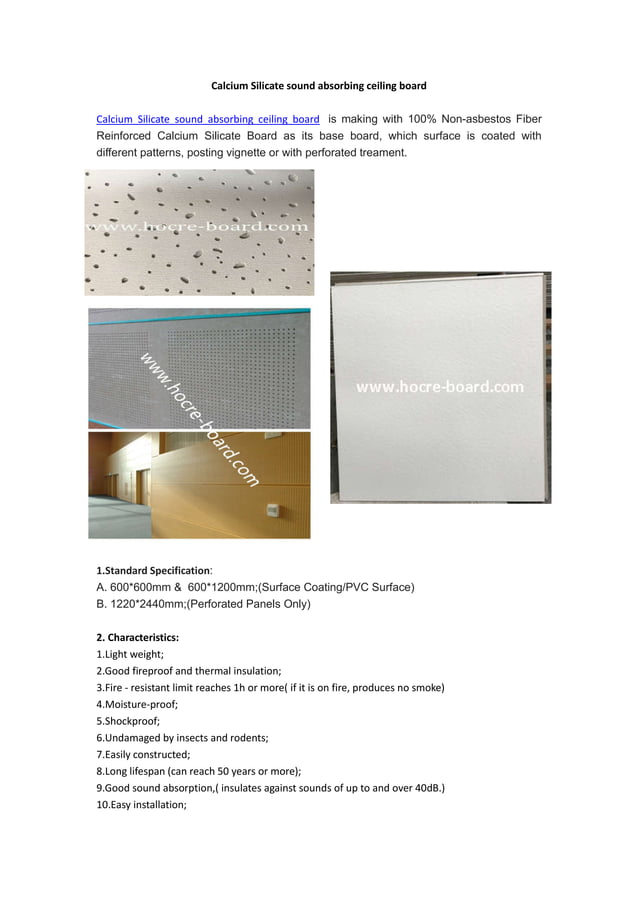 Calcium silicate sound absorbing ceiling board | PDF