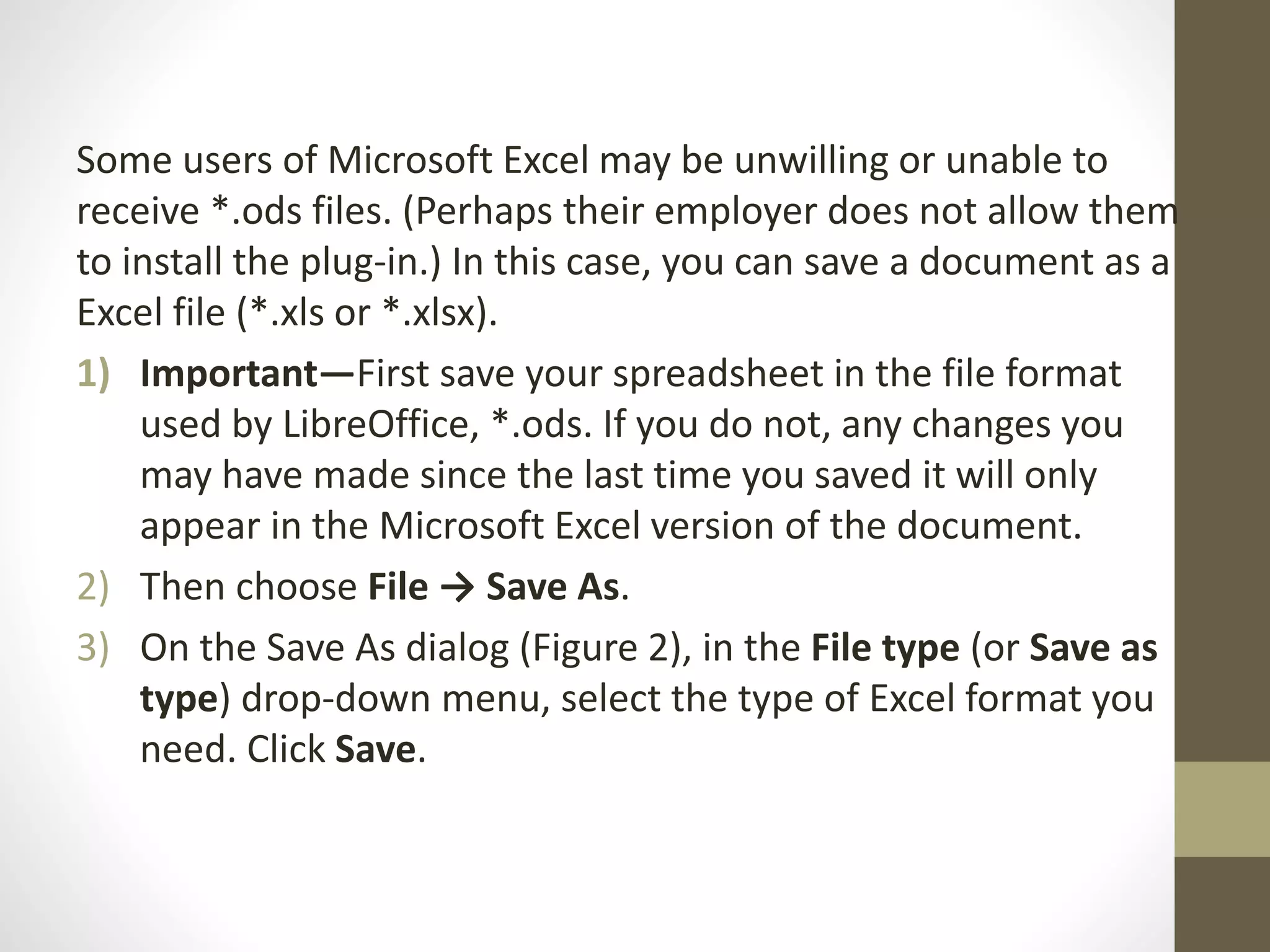 Libre Office Calc Lesson 1: Introduction to spreadsheets | PPTX