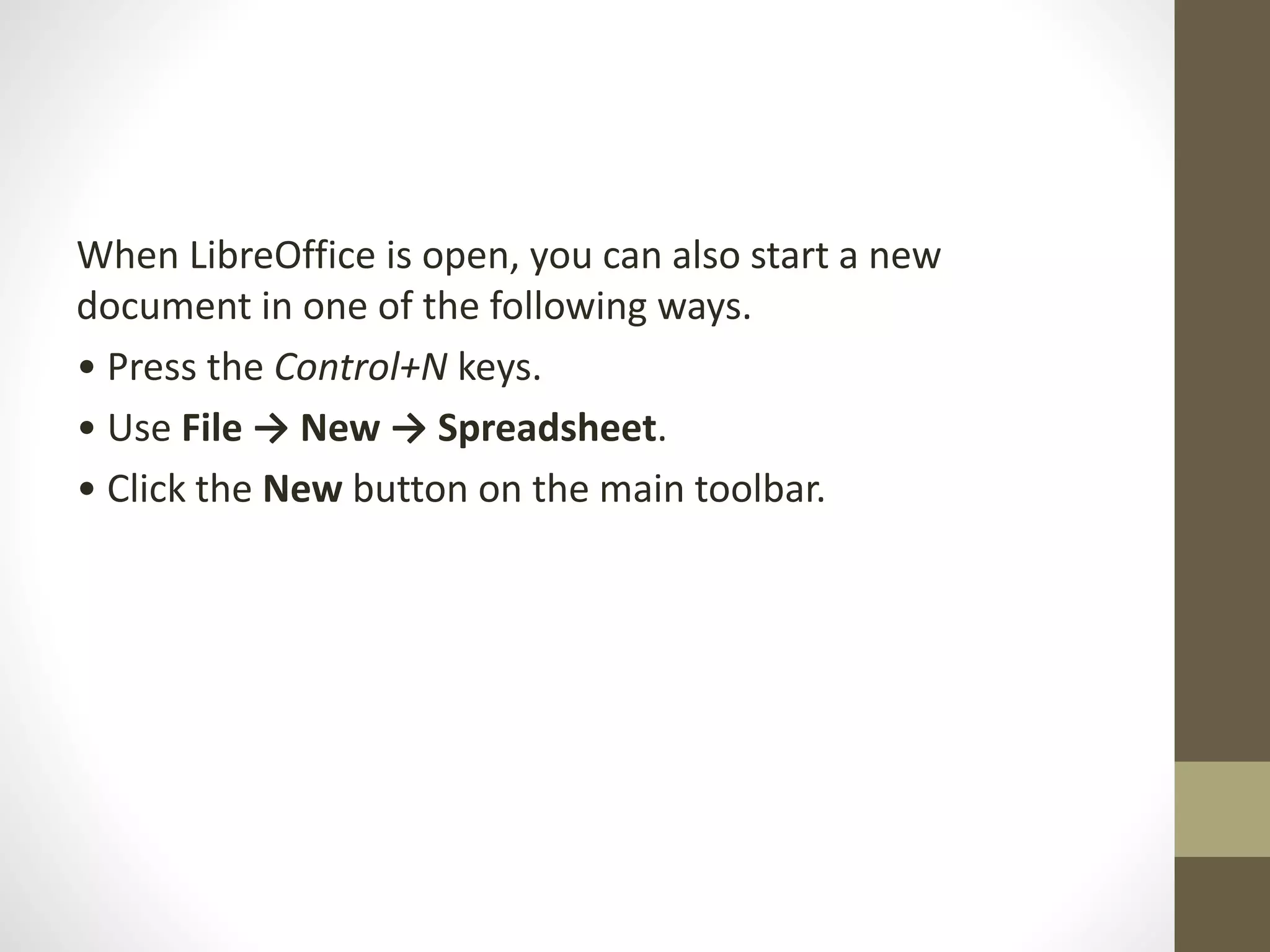 Libre Office Calc Lesson 1: Introduction to spreadsheets | PPTX
