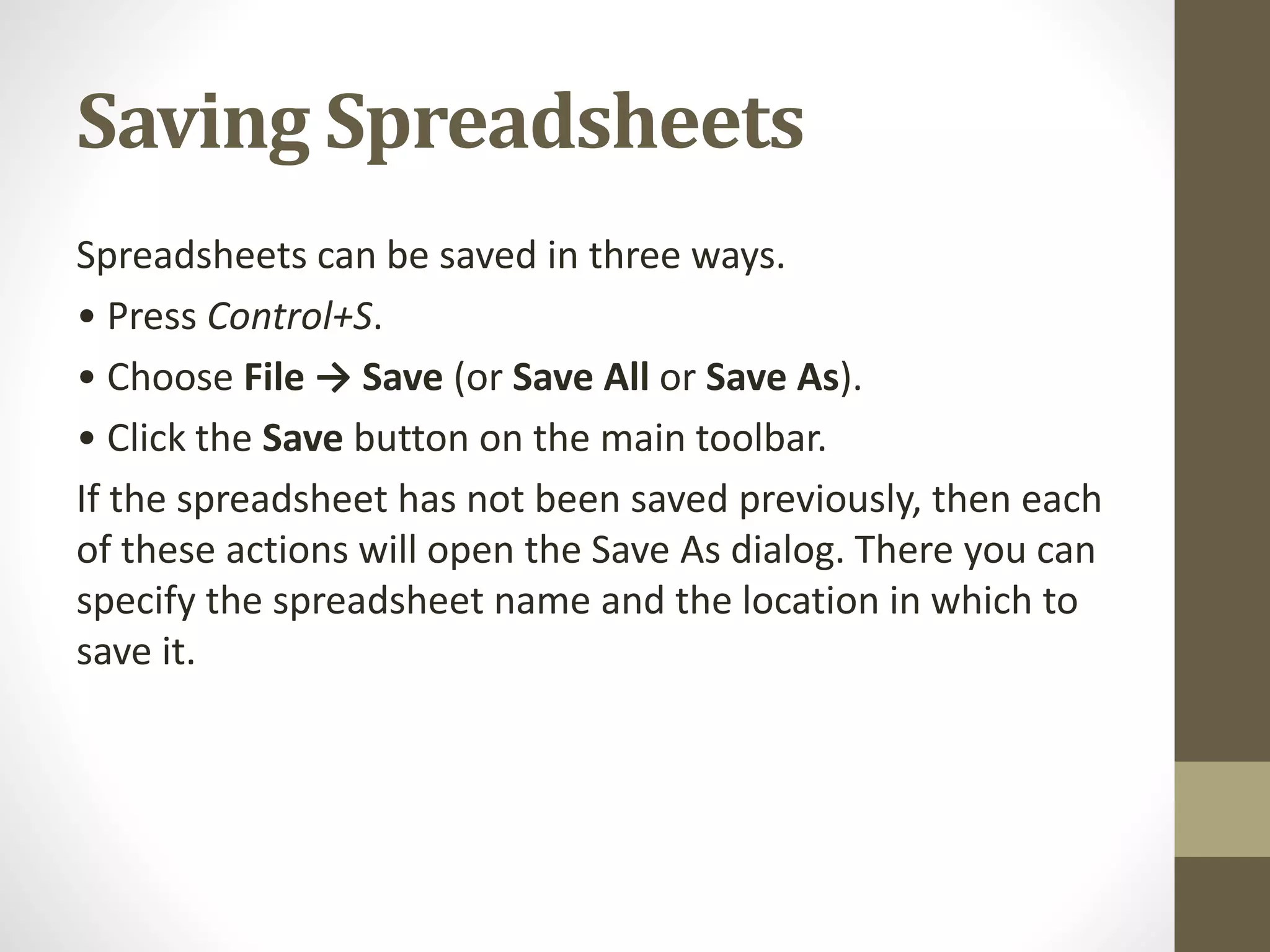 Libre Office Calc Lesson 1: Introduction to spreadsheets | PPTX