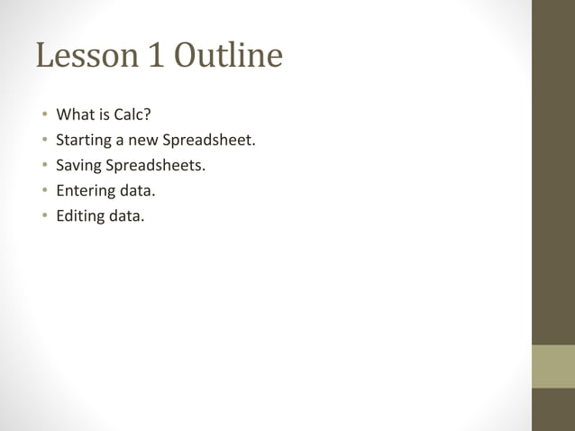 Libre Office Calc Lesson 1: Introduction to spreadsheets | PPTX