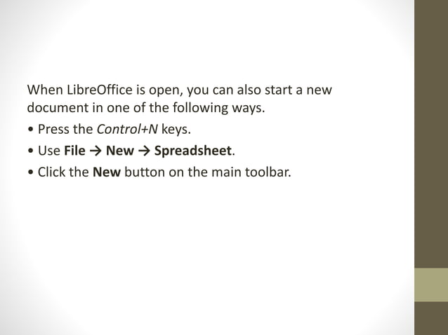 Libre Office Calc Lesson 1: Introduction to spreadsheets | PPTX