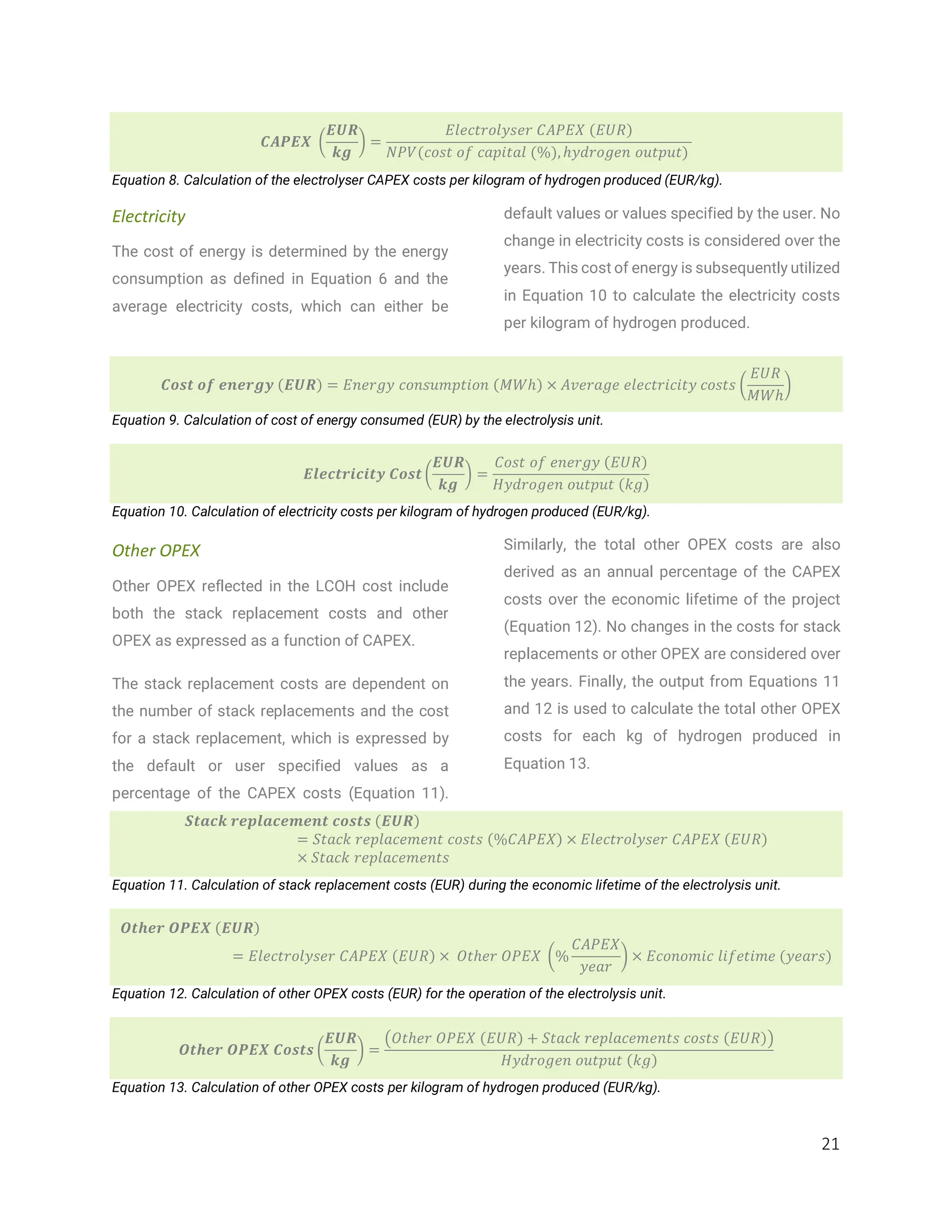 Levelised Cost of Hydrogen (LCOH) Calculator Manual | PDF
