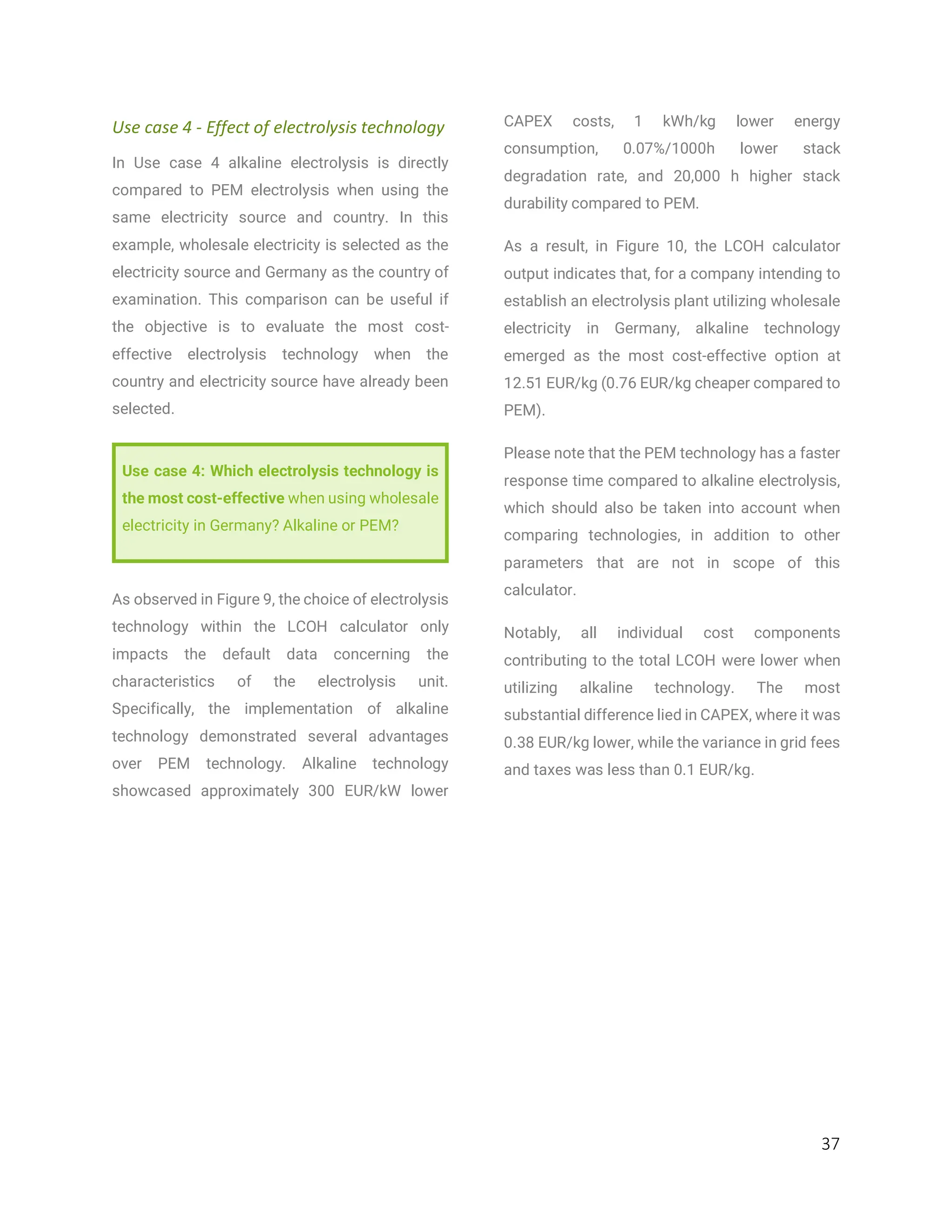 Levelised Cost of Hydrogen (LCOH) Calculator Manual | PDF