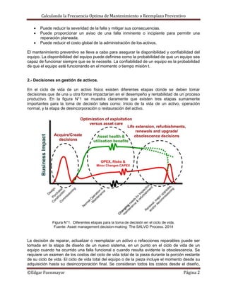 Calculando la frecuencia optima de mantenimineto o reemplazo preventivo ...