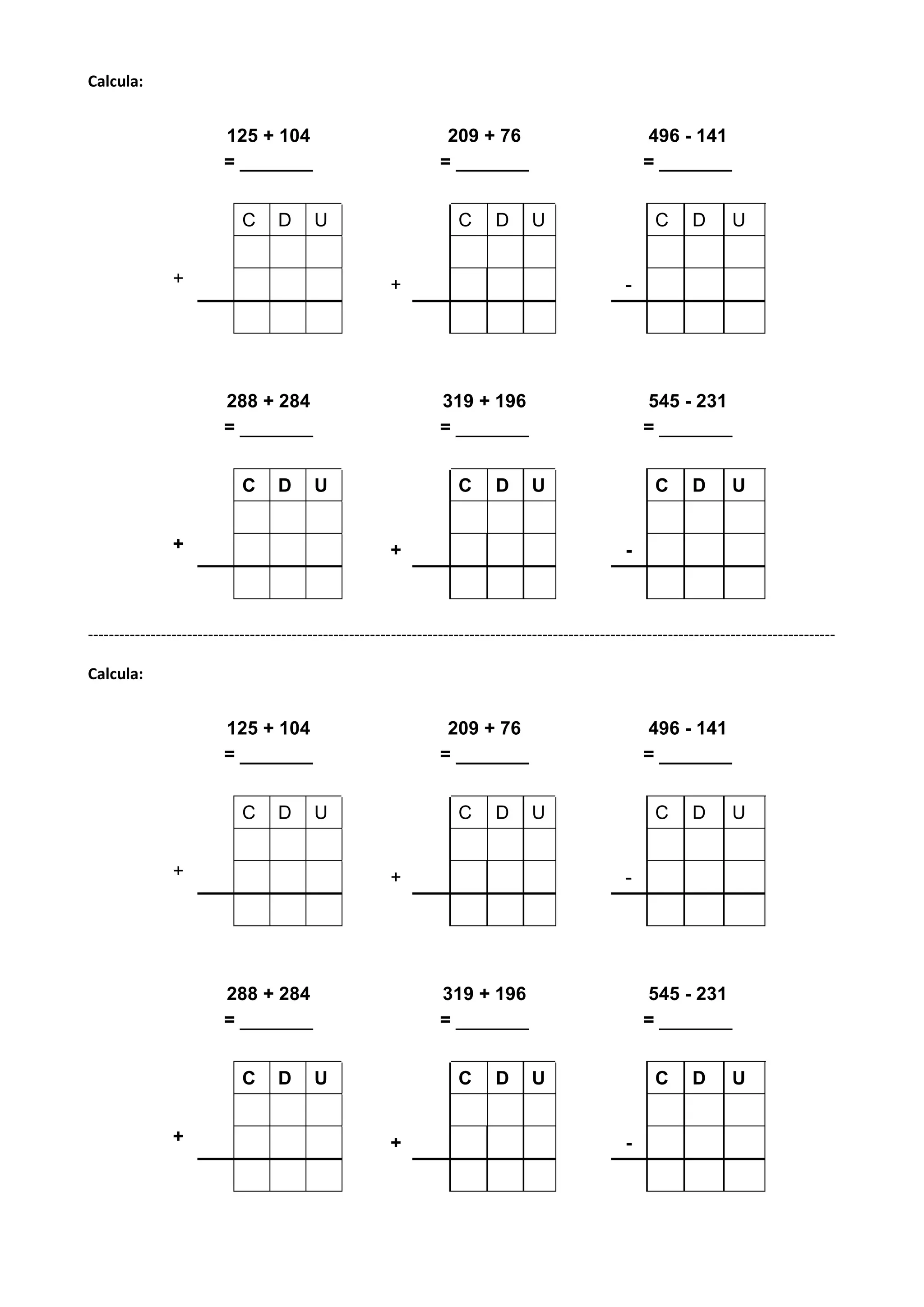 Calcula somas e diferenças1 | PDF