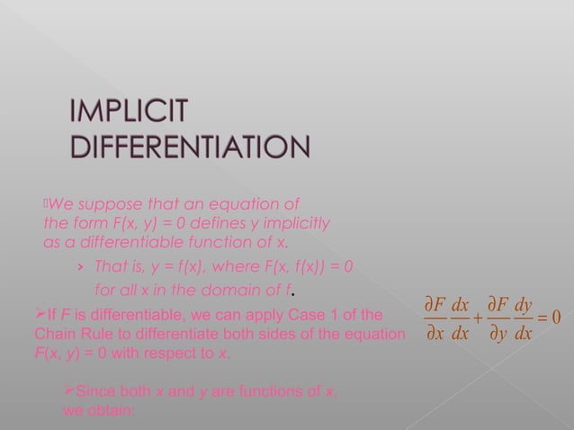 CHAIN RULE AND IMPLICIT FUNCTION | PPT