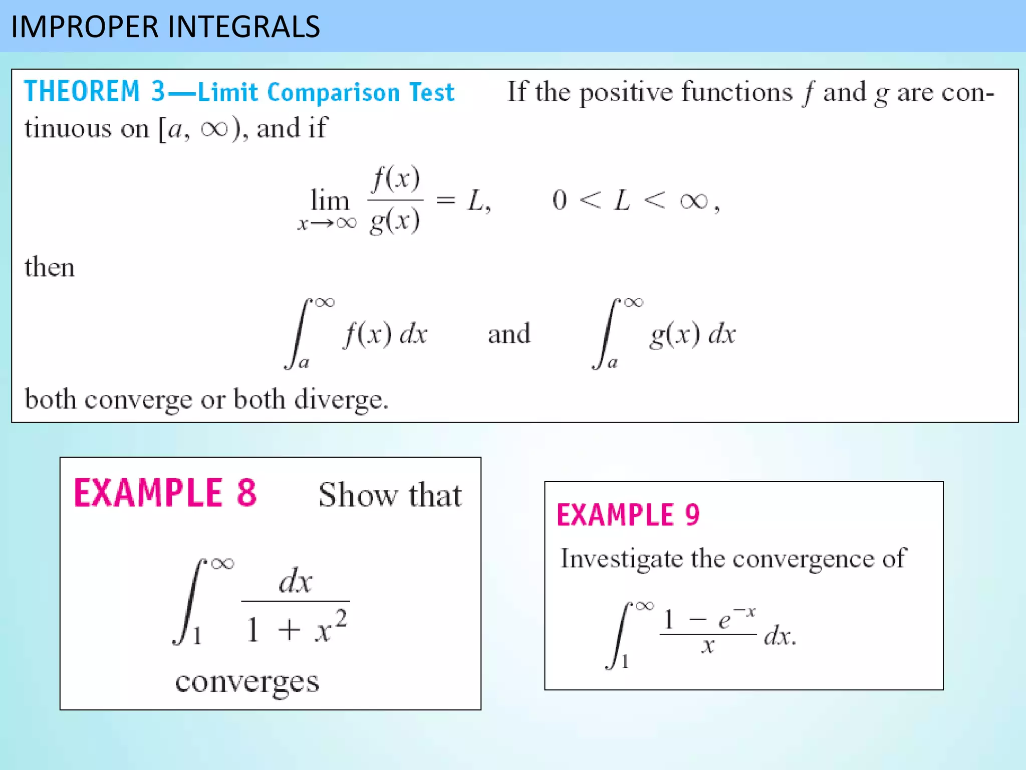 IMPROPER INTEGRALS AND APPLICATION OF INTEGRATION | PPTX