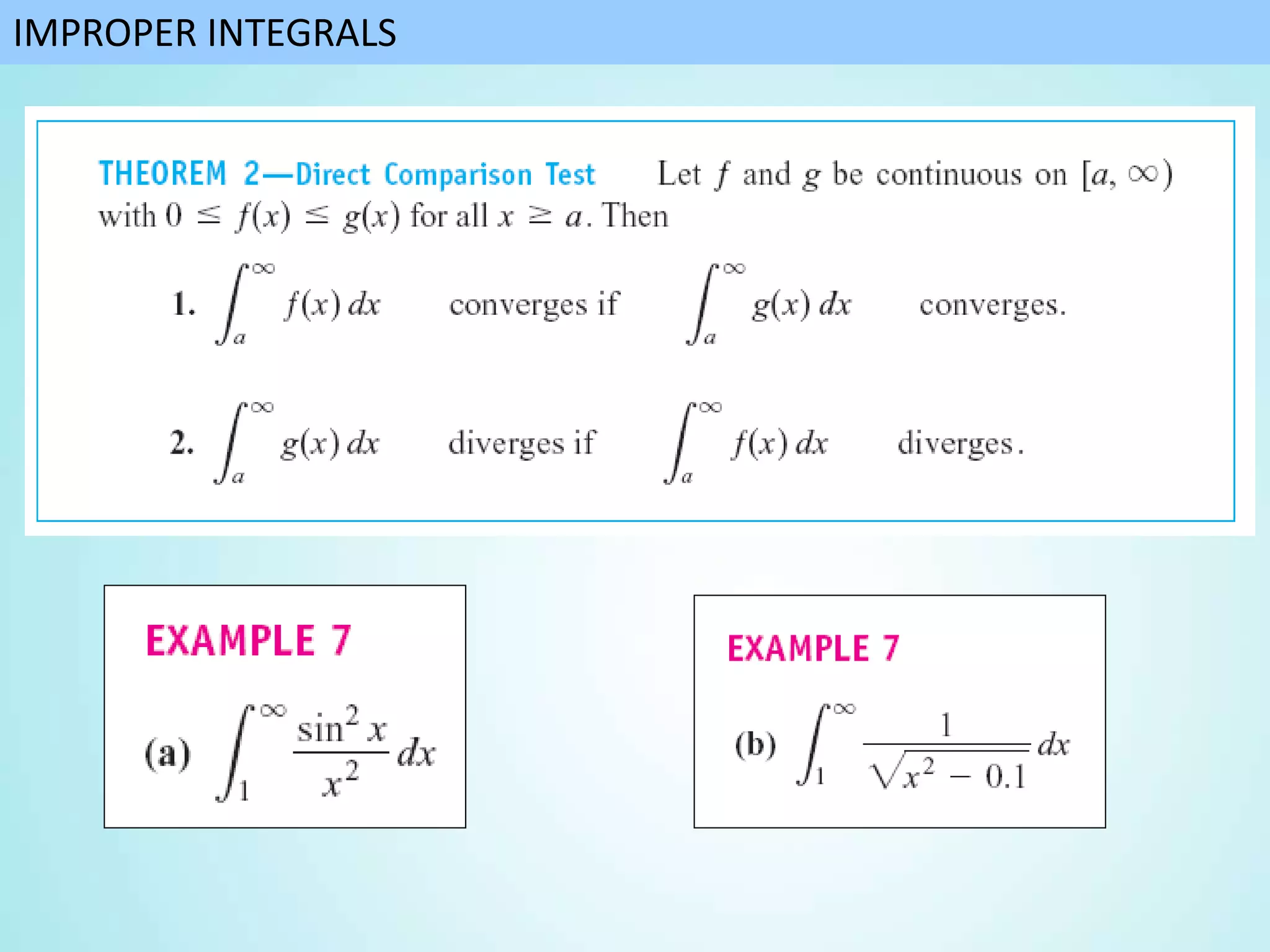 IMPROPER INTEGRALS AND APPLICATION OF INTEGRATION | PPTX