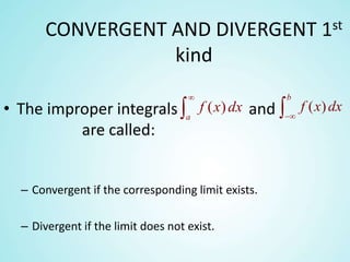 IMPROPER INTEGRALS AND APPLICATION OF INTEGRATION | PPTX