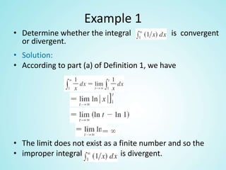 IMPROPER INTEGRALS AND APPLICATION OF INTEGRATION | PPTX