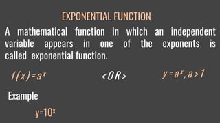Exponential Function and Derivative of Exponential Function | PPTX