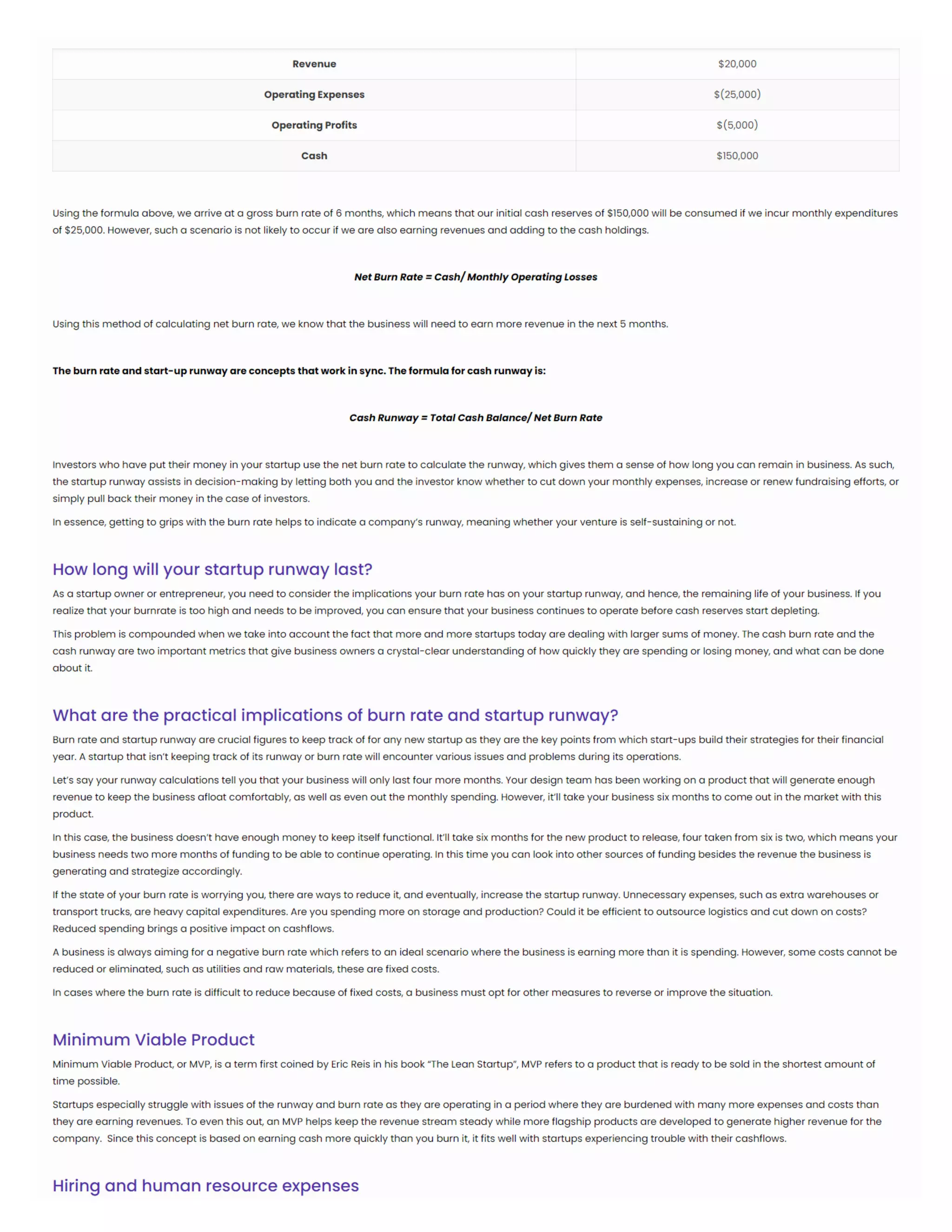 How To Calculate Your Burn Rate And Startup Runway | PDF