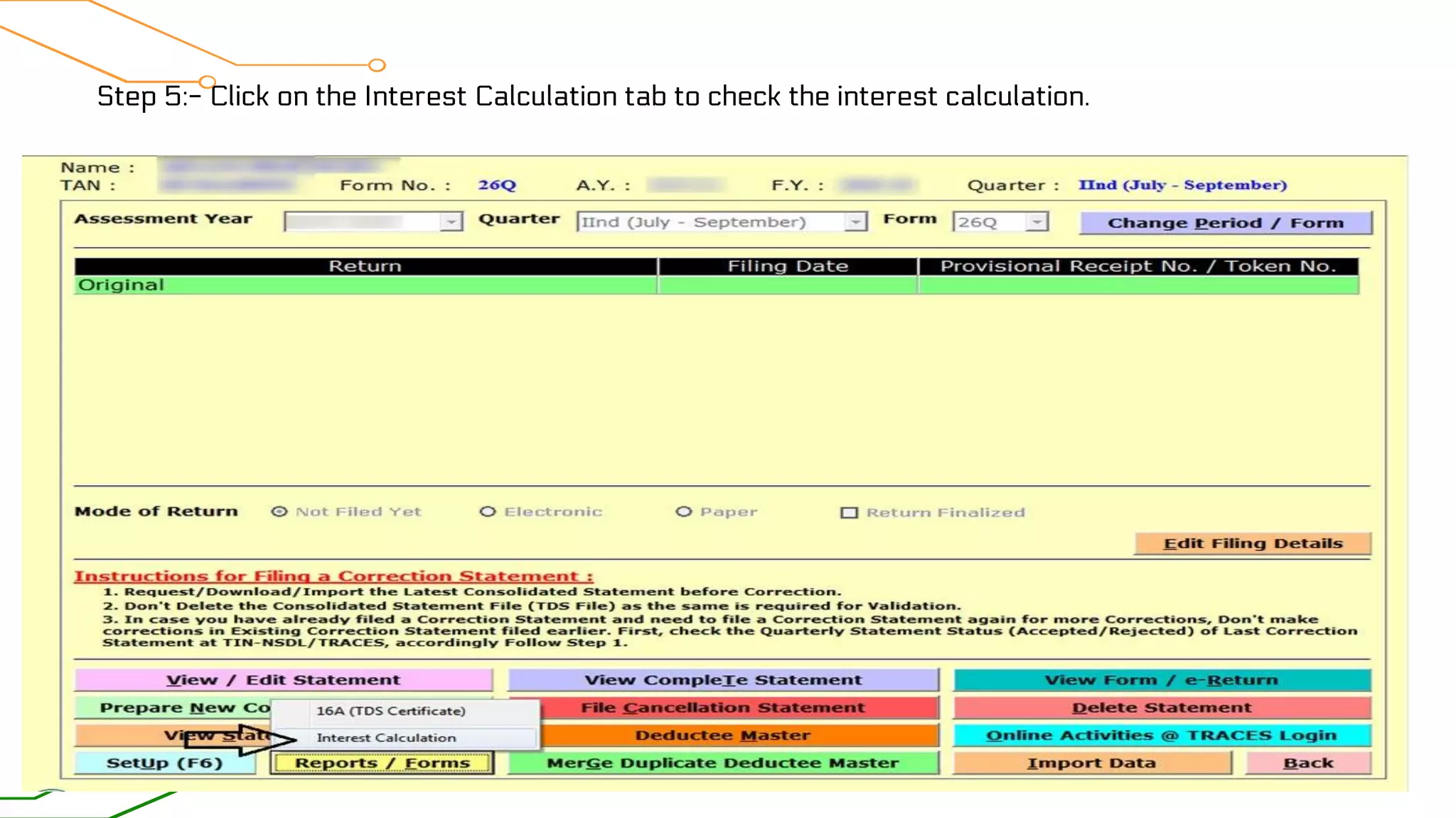 Steps to Calculating Late Fees & Interest Via SAG Infotech TDS Software ...
