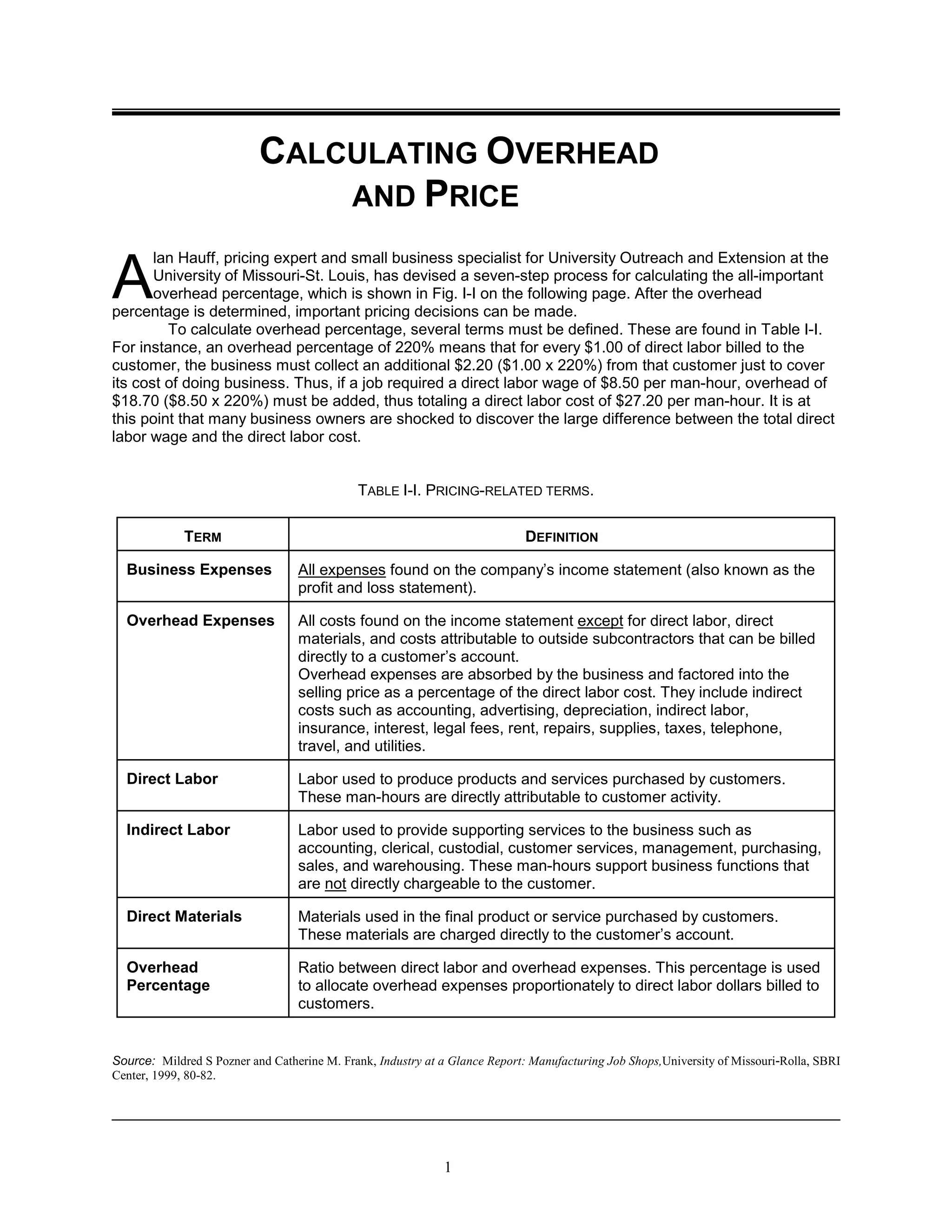 Calculate overhead | PDF
