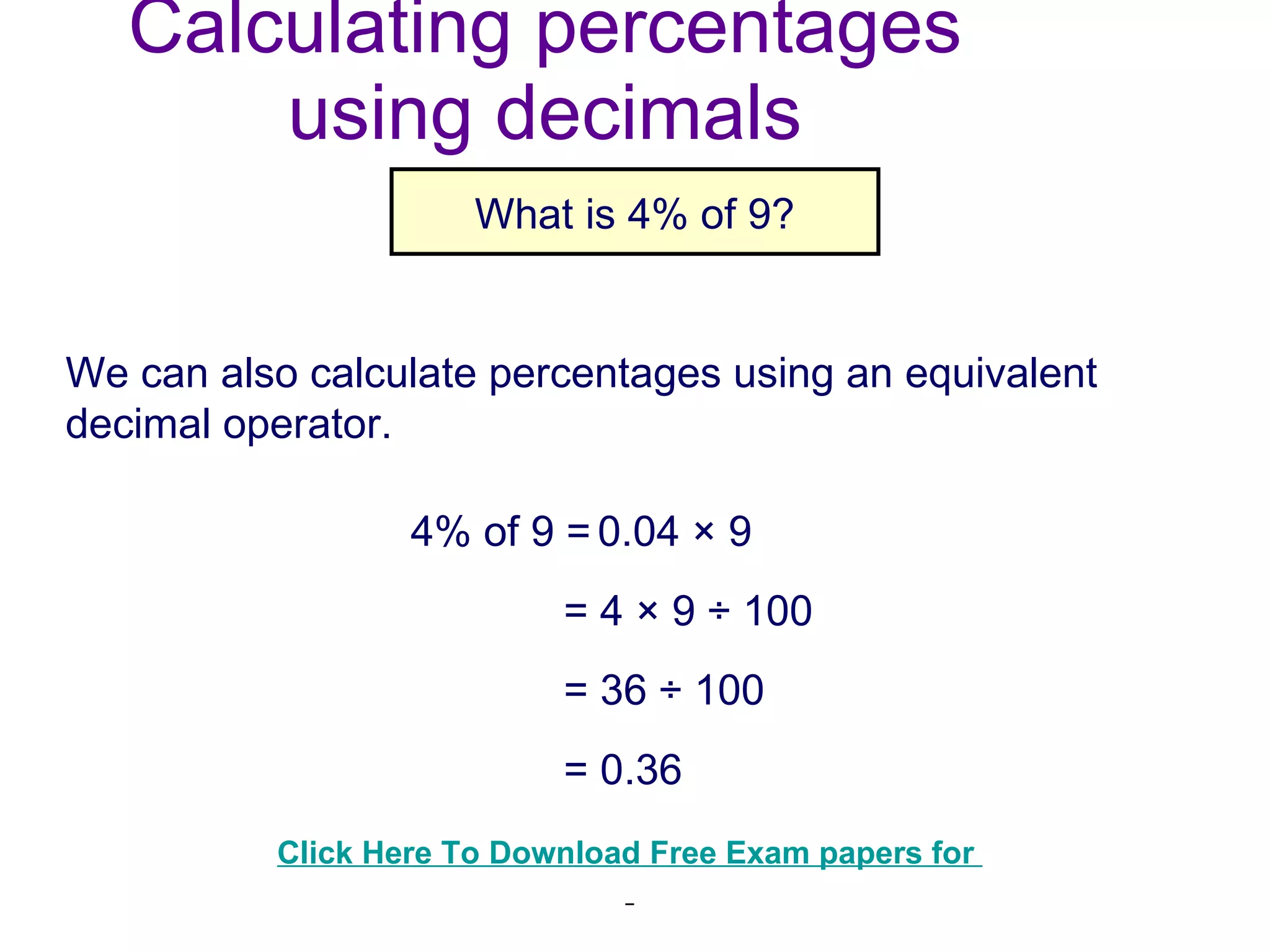 Calculate percentage change | PPT