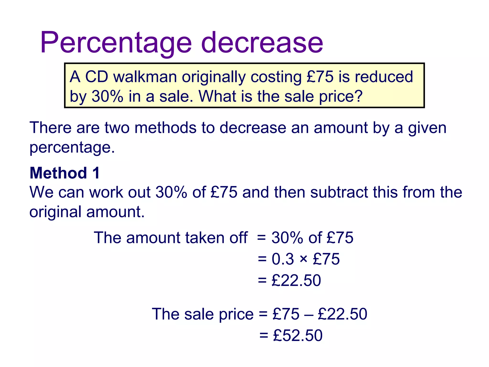 Calculate percentage change | PPT