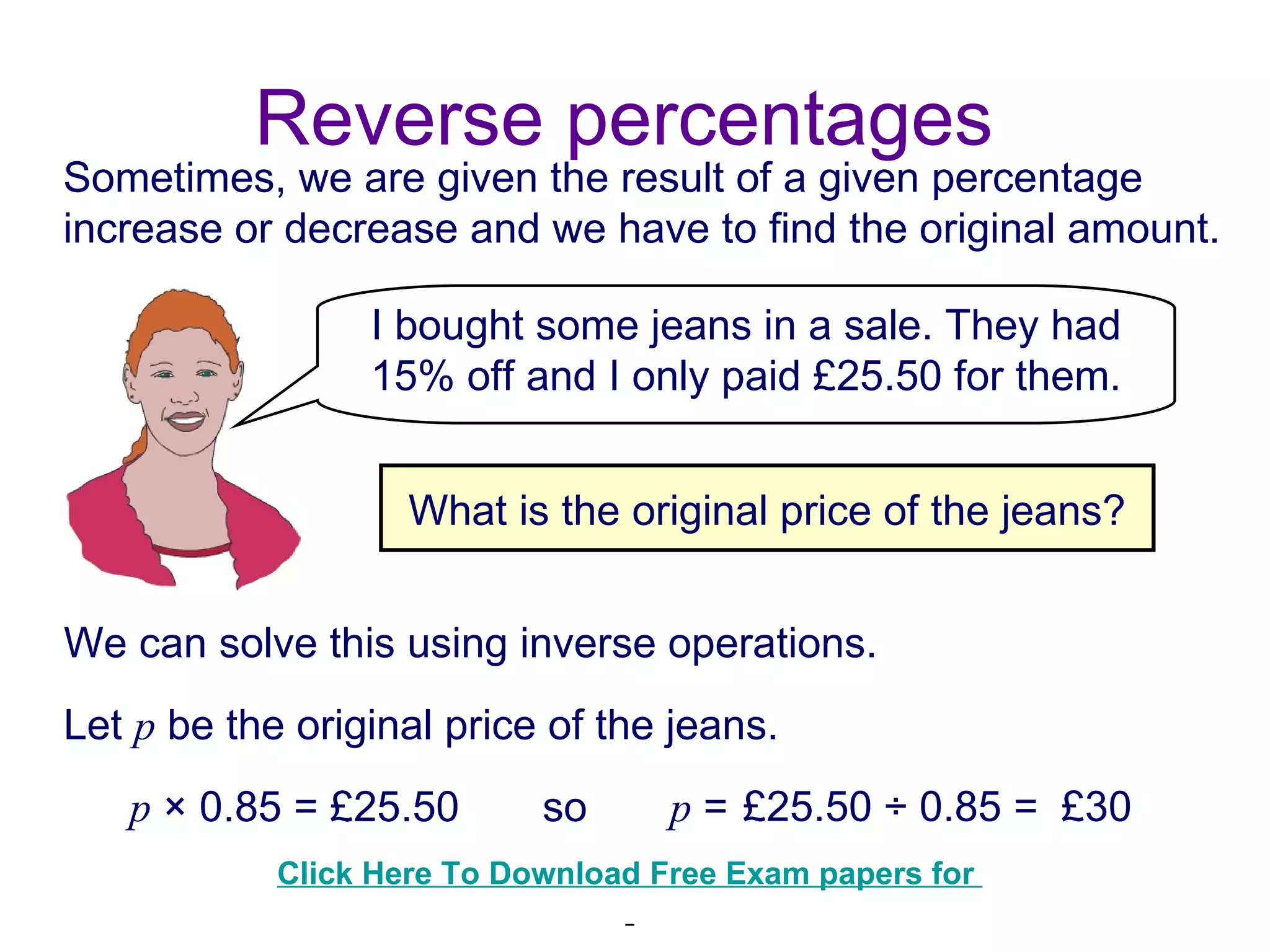 Calculate percentage change | PPT