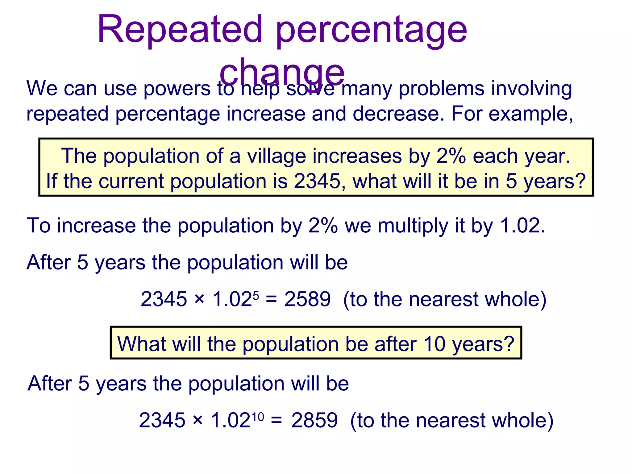 Calculate percentage change | PPT