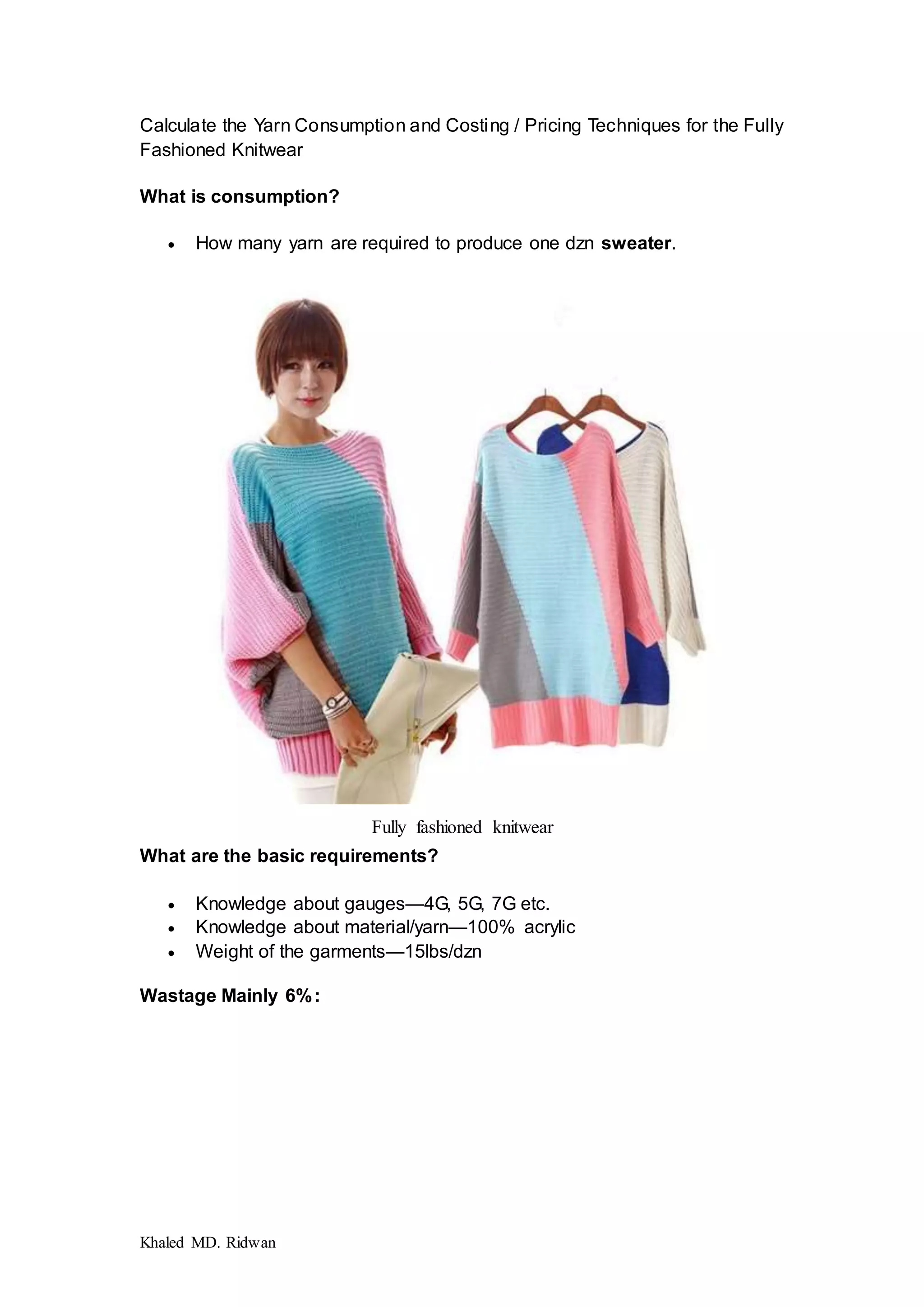 Calculate the costing(SWEATER) | DOC