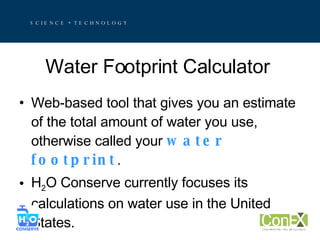 Calculate your Water Footprint at H2O Conserve | PPT | Water Services ...