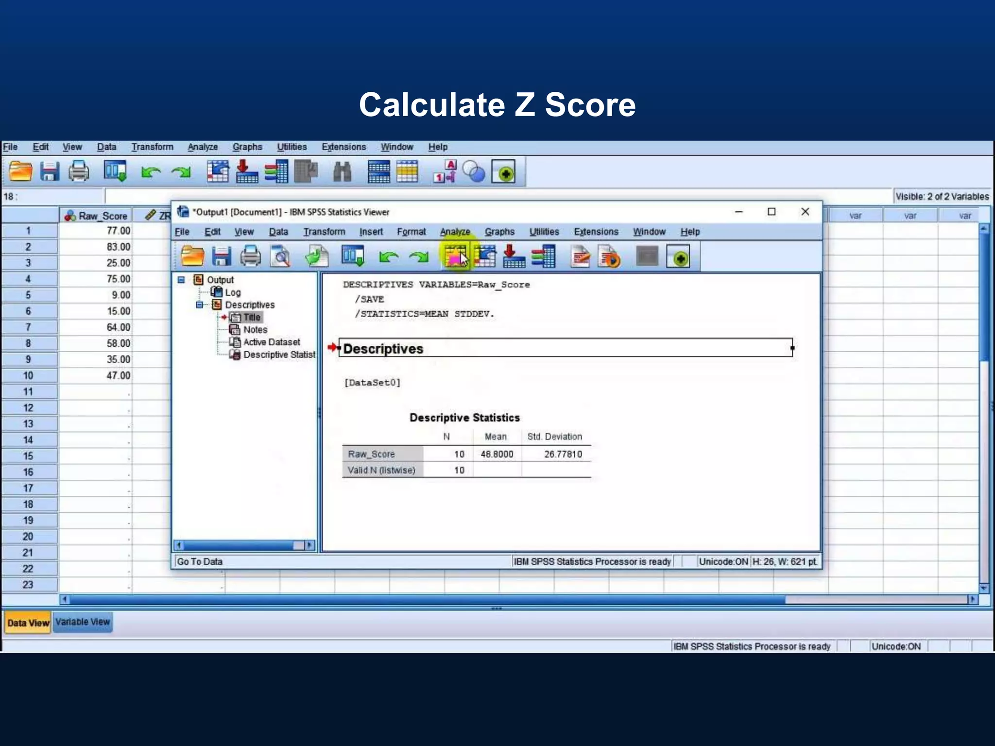 Calculate Z Score, t Score and Percentile in SPSS | PPTX