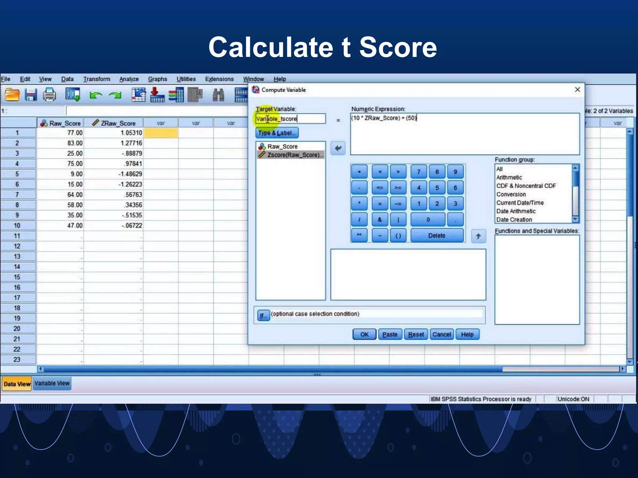 Calculate Z Score, t Score and Percentile in SPSS | PPTX