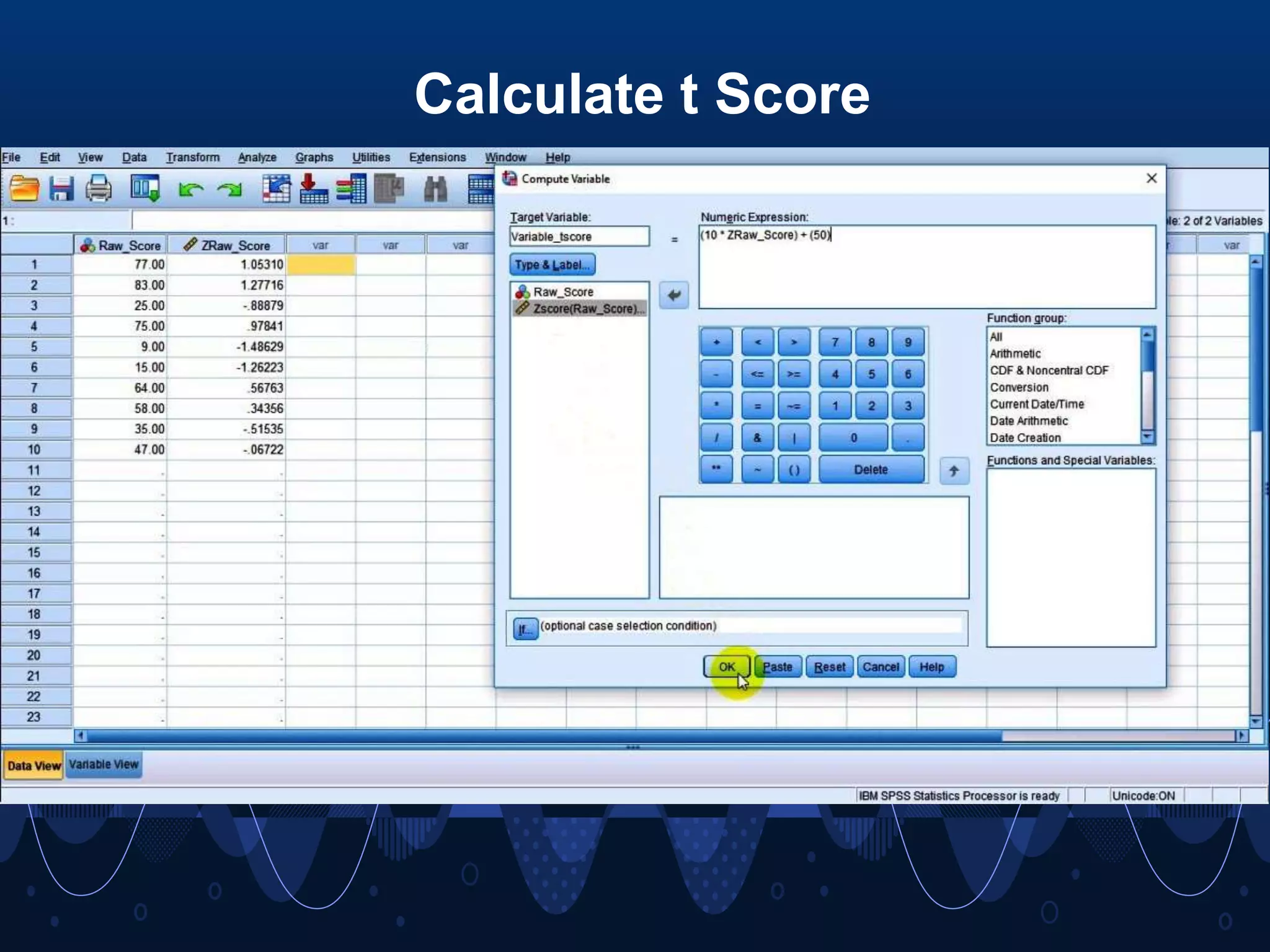 Calculate Z Score, t Score and Percentile in SPSS | PPTX