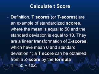 Calculate Z Score, t Score and Percentile in SPSS | PPTX