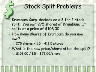 Calculating stock-splits | PPT