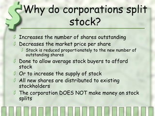 Calculating stock-splits | PPT | Stocks and Bonds | Personal Investing