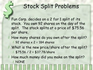 Calculating stock-splits | PPT