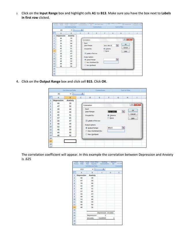 Calculating a correlation coefficient and scatter plot using excel | PDF