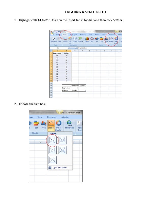 Calculating a correlation coefficient and scatter plot using excel | PDF