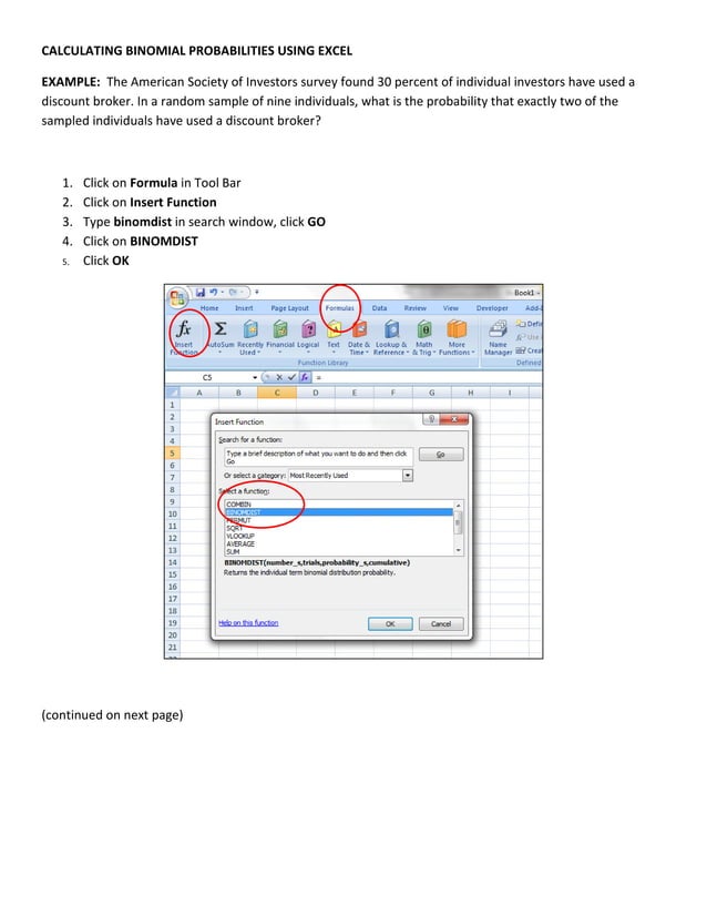 Calculating binomial probabilities using excel Calculating binomial probabilities using excel