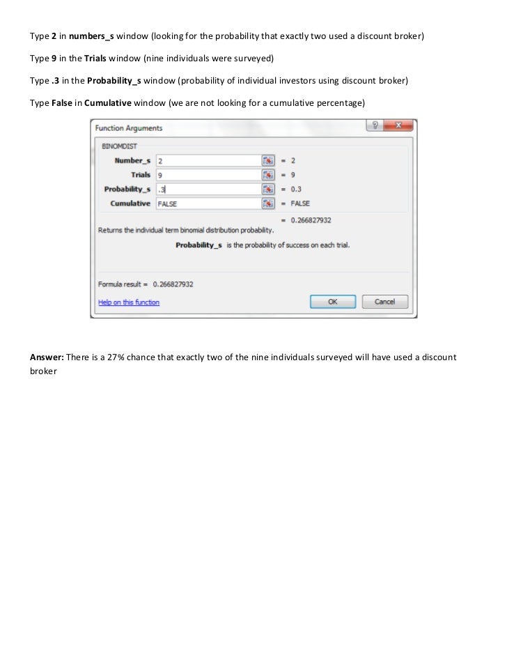 Calculating binomial probabilities using excel Calculating binomial probabilities using excel