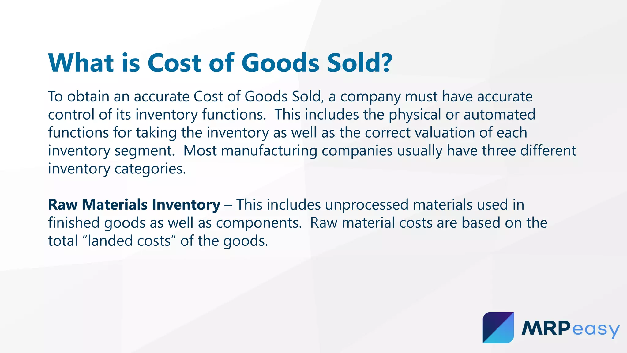 Calculating cost of goods sold in manufacturing | PDF