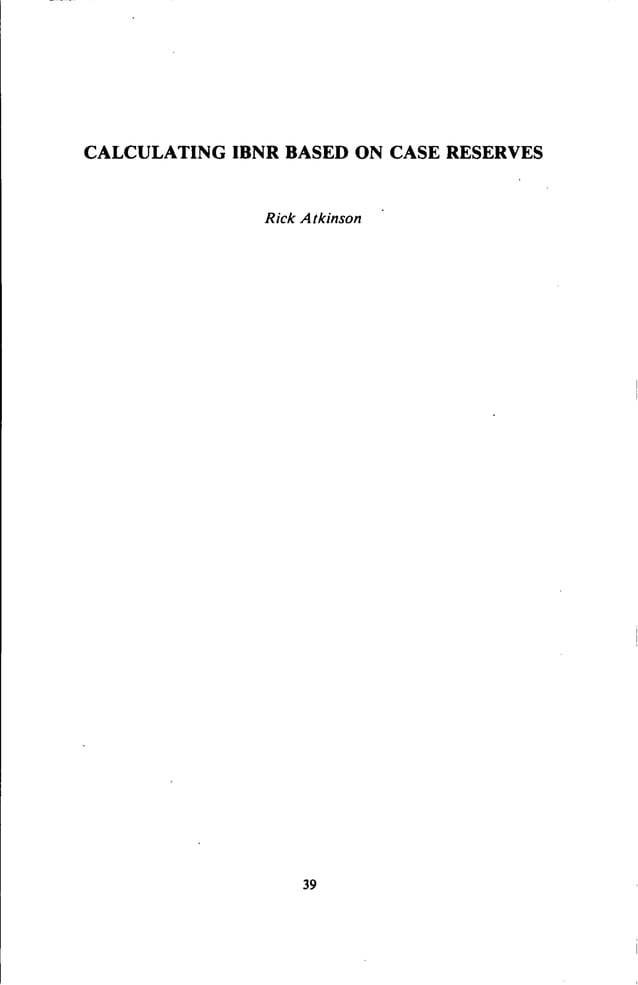 Calculating ibnr based on case reserves.PDF | Business Accounting ...